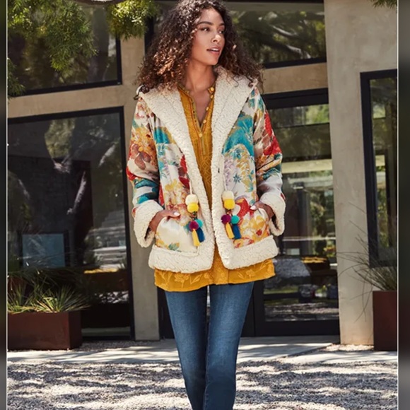 Johnny Was | Jackets & Coats | Johnny Was Peoney Jacquard Sherpa Lined ...